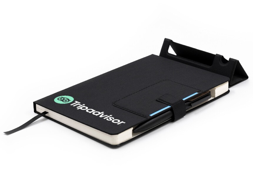 Printed Notebook with Integrated Phone Stand & Pen Holder